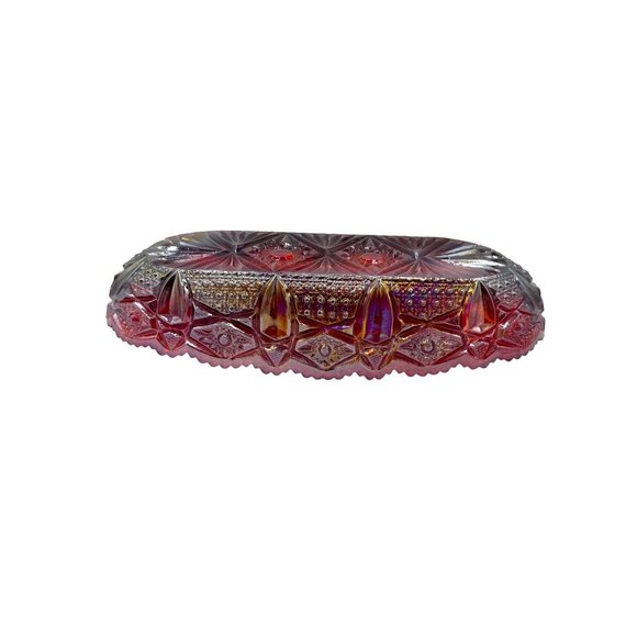 Vintage | Dining | Vintage Le Smith Ruby Red Orange Iridescent Carnival ...